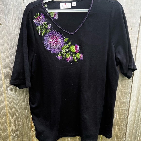 Quacker Factory | Tops | Quacker Factory 2x Floral Delivery Embroidered ...